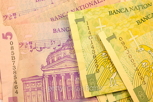 Close up Romanian currency note, LEI or LEU, Romania (692519428) - 게티이미지뱅크