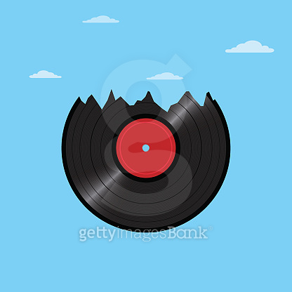 Vinyl disk record in shape mountains with clouds (659020372) 일러스트, 무료 ...