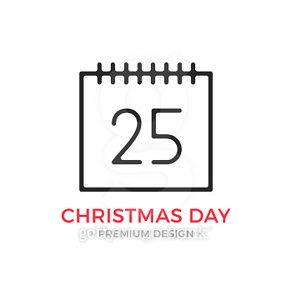 Christmas day line icon. Calendar with number 25. Linear style ...