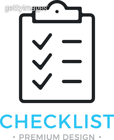 Checklist line icon. Clipboard with checkmarks. List with ticks, check ...
