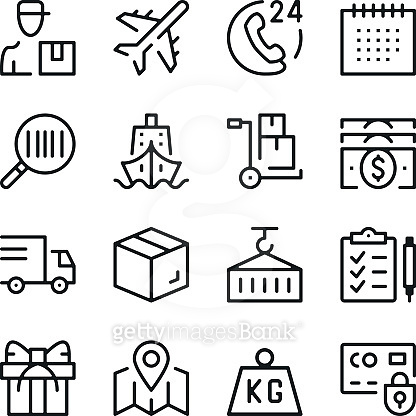 Logistics line icons set. Modern graphic design concepts, simple outline elements collection ...