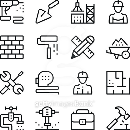 Building and construction line icons set. Modern graphic design concepts, simple outline ...