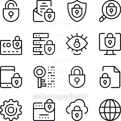 Internet security line icons set. Modern graphic design concepts, simple outline elements ...