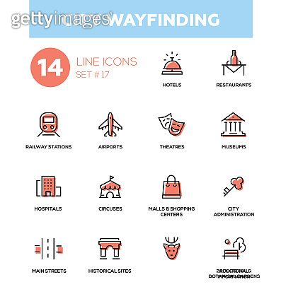 City wayfinding - modern simple icons, pictograms set (836434204) - 게티이미지뱅크