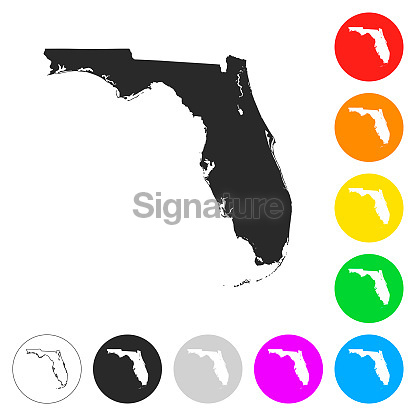 Florida map - Flat icons on different color buttons 이미지 (862250772 ...