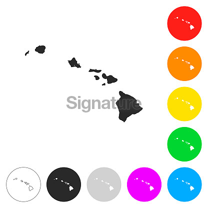 Hawaii map - Flat icons on different color buttons 이미지 (862258542) - 게티 ...