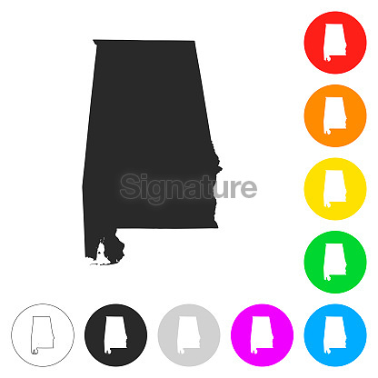 Alabama map - Flat icons on different color buttons 이미지 (862217888 ...