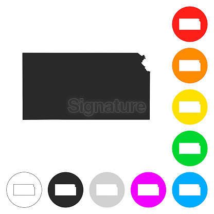 Kansas map - Flat icons on different color buttons 이미지 (862270546) - 게티 ...
