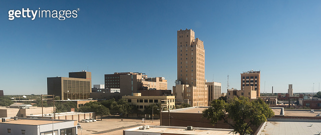Fall Afternoon Blue Sky Lubbock Texas Downtown City Skyline 이미지 ...