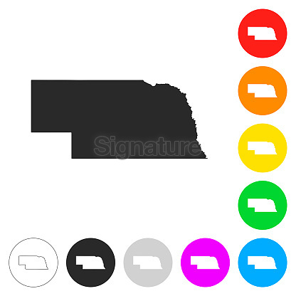 Nebraska map - Flat icons on different color buttons 이미지 (862289616 ...