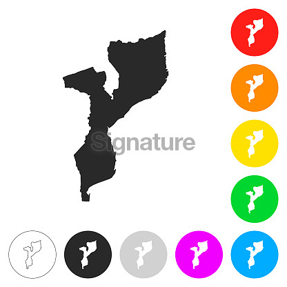 Mozambique map - Flat icons on different color buttons 이미지 (862289180 ...