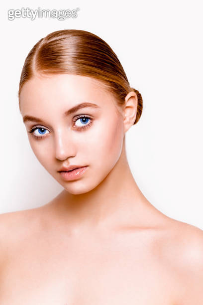 Close-up portrait Beautiful young woman Beauty Cosmetics Healthcare ...