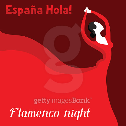 Traditional spainish flamenco. Woman in red dress is dancing 이미지 ...