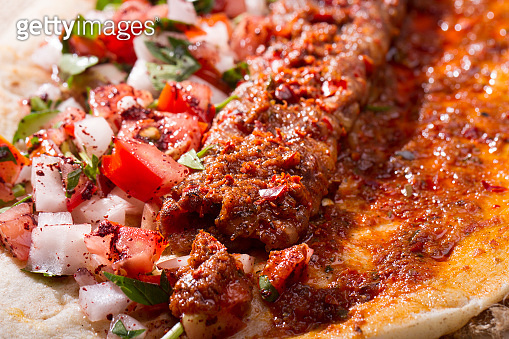 Turkish and Arabian Traditional Adana and Urfa kebab, minced meat kebab ...