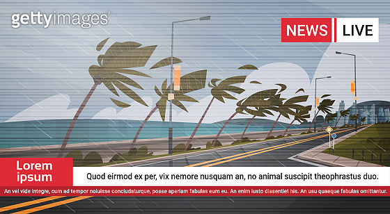 Live TV Broadcast Of Tornado Incoming From Sea News About Hurricane In ...