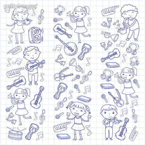 Music school for kids Vector illustration Children singing songs ...