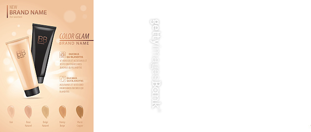 Modern cosmetic ads template, make up liquid foundation. Beige color ...
