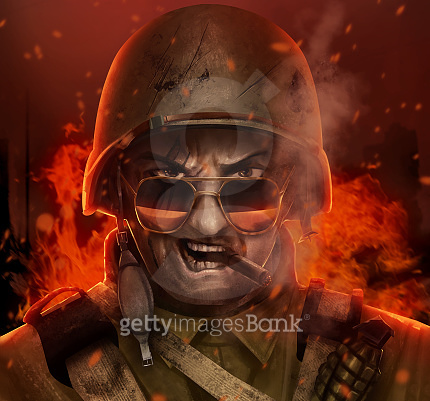 Angry american soldier war face illustration. 이미지 (827775696) - 게티이미지뱅크