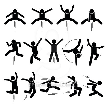 Stickman jumping poses. 이미지 (648261242) - 게티이미지뱅크