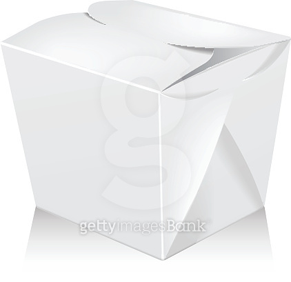 Closed white blank wok box mockup. Vector 3d packaging. Carton box for ...