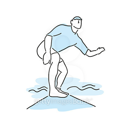 summer sports. surfing in variety poses. hand drawn. line drawing ...