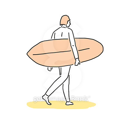 summer sports. surfing in variety poses. hand drawn. line drawing ...