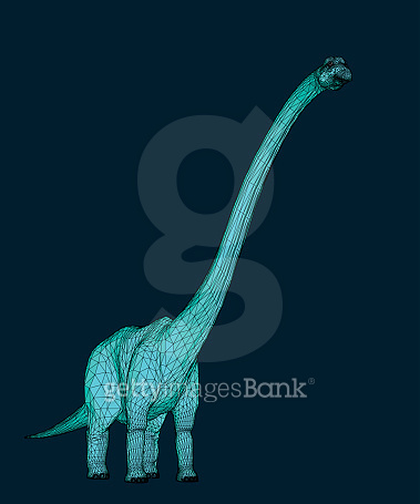 illustration of a blue Brontosaurus aka Diplodocus (688512570) - 게티이미지뱅크