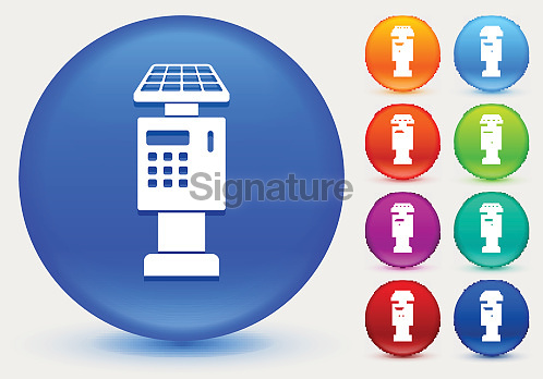 Parking Ticket Payment Machine Icon on Shiny Color Circle Buttons ...