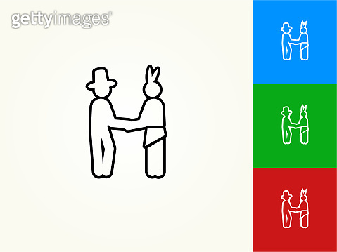 Pilgrim and Native American Black Stroke Linear Icon (861772520) - 게티이미지뱅크