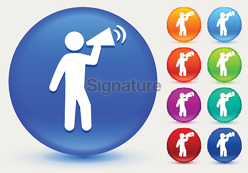 Megaphone Rally Icon on Shiny Color Circle Buttons (665311532) 일러스트, 무료 ...
