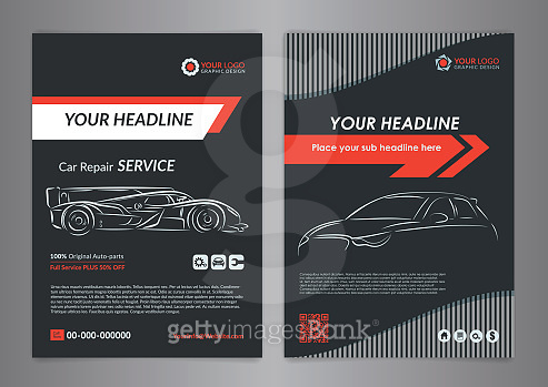 Automotive repair business layout templates, automobile magazine cover ...