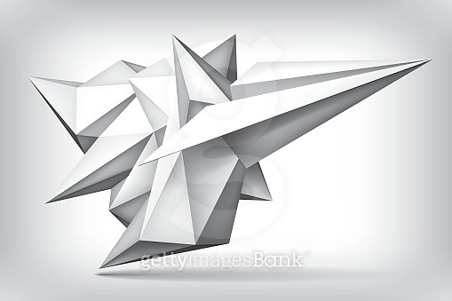 Volume geometric shape, paper airplane, 3d crystal, creative low ...