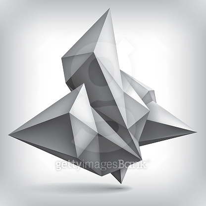 Volume geometric shape, 3d crystal, abstraction low polygons object 이미지 ...