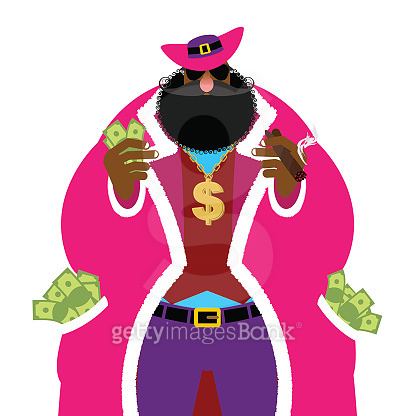 Pimp and money. Pocket full of cash. Bright clothing and cigar. Gold ...
