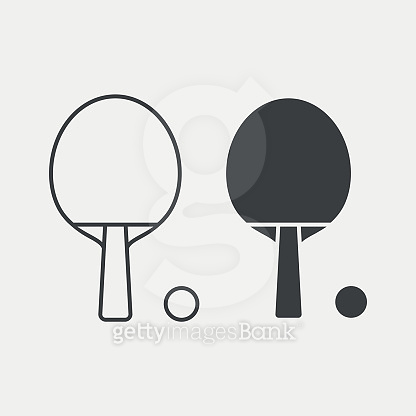 Table tennis bat and ball monochrome icon. Vector illustration. 이미지 ...