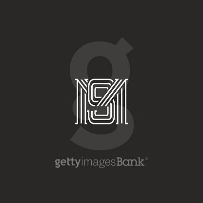 Monogram MS letters icon overlapping lines simple hipster typography ...