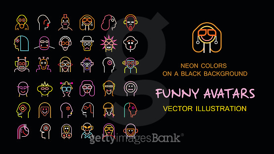 Set of Funny vector avatars 이미지 (827523680) - 게티이미지뱅크