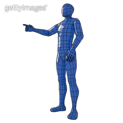 Wireframe human figure standing and pointing (832148192) 일러스트, 무료 일러스트 ...