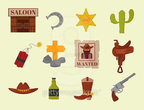 Vintage western cowboys vector signs american symbols vintage old ...