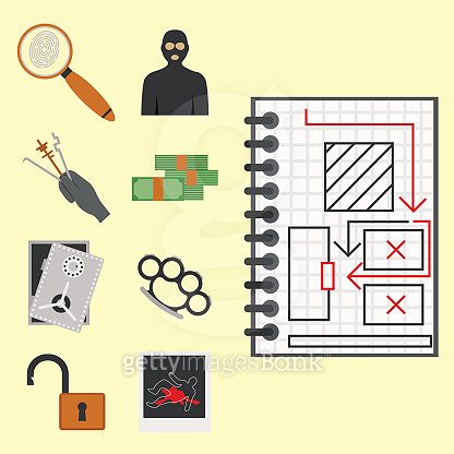 Crime icons protection law justice sign security police gun offence ...