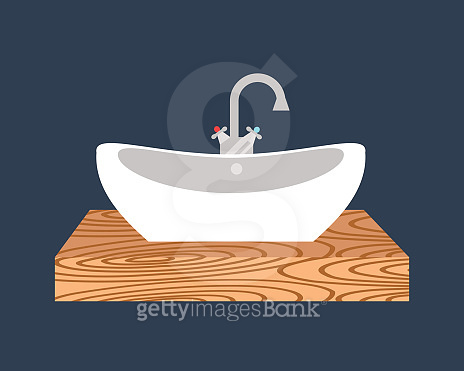 Bathroom washbasin icon colored with process water savings symbols ...
