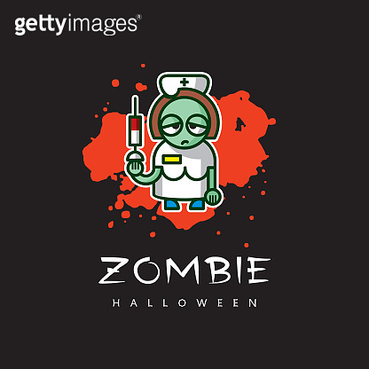 Zombie nurse image - vector cartoon character. 이미지 (1043093040) - 게티이미지뱅크