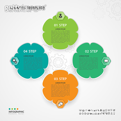 Infographic Elements template vector, diagram with 4 steps, Flow Chart, Process chart, timeline ...