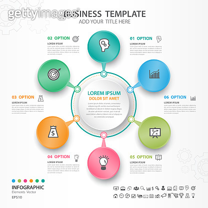 Infographic Elements template vector, circle diagram with 6 steps, Flow Chart, Process chart ...