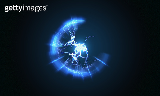 Lightning and bright light in energy ball with spherical plasma ...