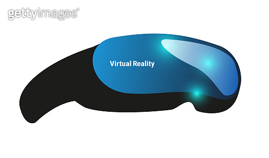 Virtual reality headset. Head mount display. Vector illustration blue ...