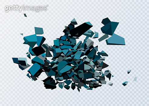 Black triangle with debris on white background. Abstract black ...