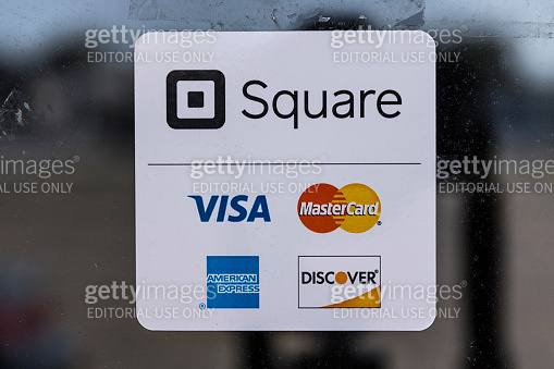 Modern credit methods including Square, Visa, Master Card, American ...
