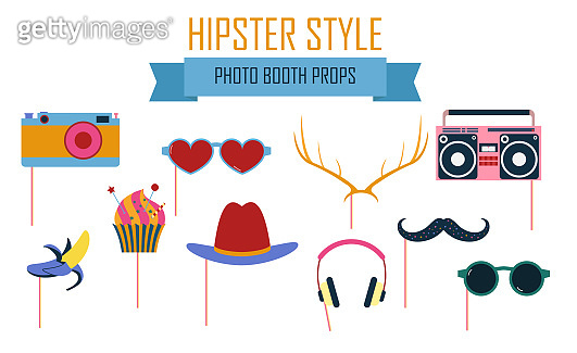 Colorful photo booth props icon set vector illustration (929477272 ...
