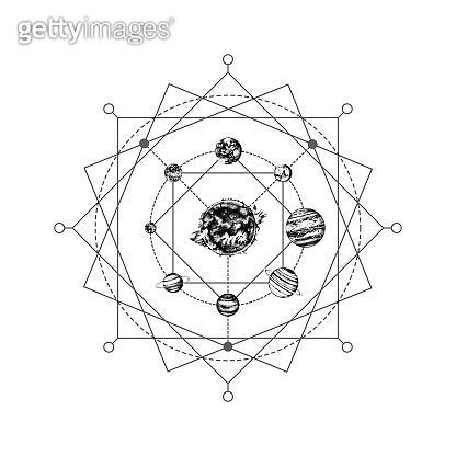 Solar system sacred geometry 이미지 (1074930188) - 게티이미지뱅크